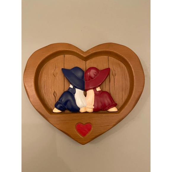 Unbranded | Accents | Amish Boy And Girl Wall Heart Plaque Folk Art ...